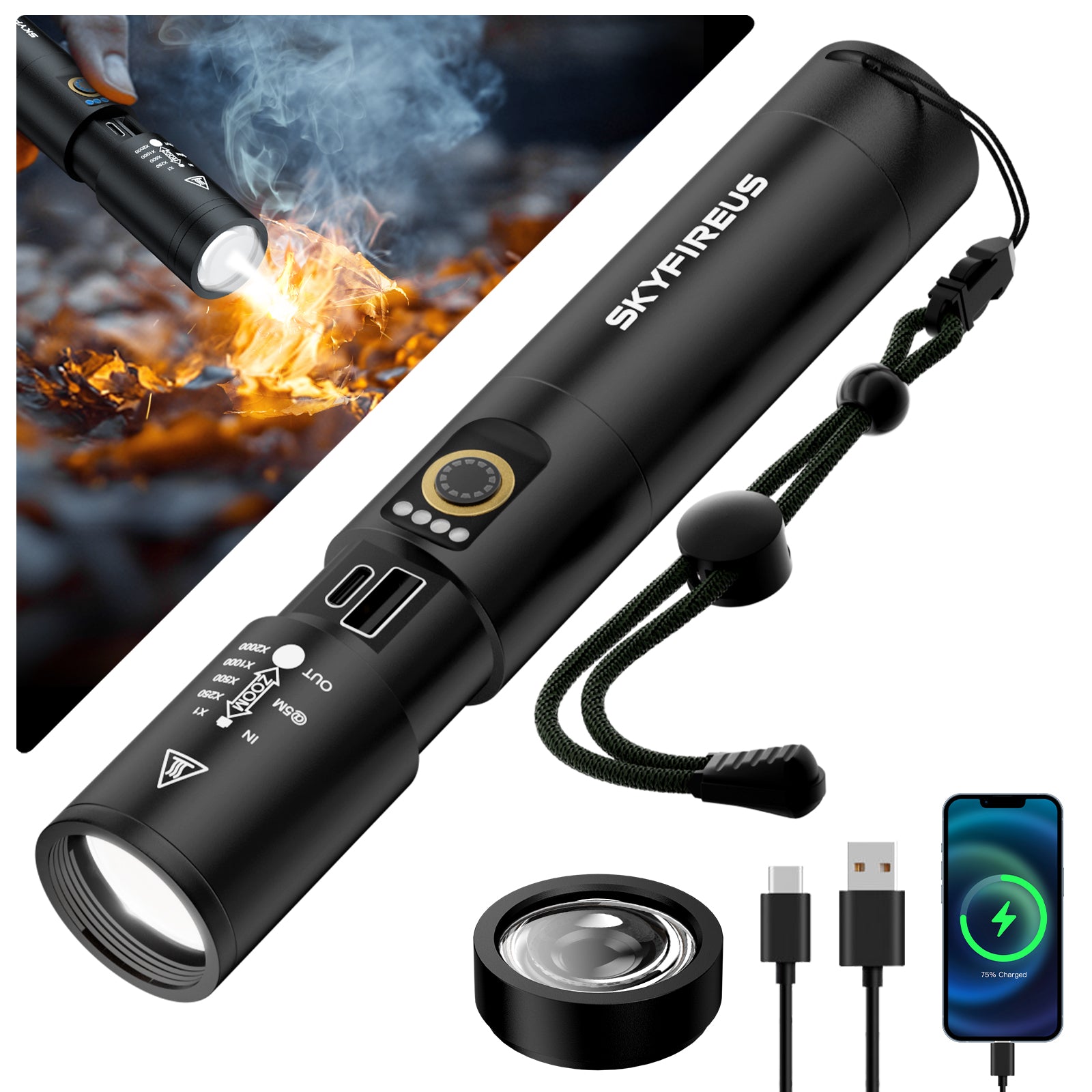 SKYFIRE Flashlight Store | Ultra-Bright, Rechargeable & Fire-Starting